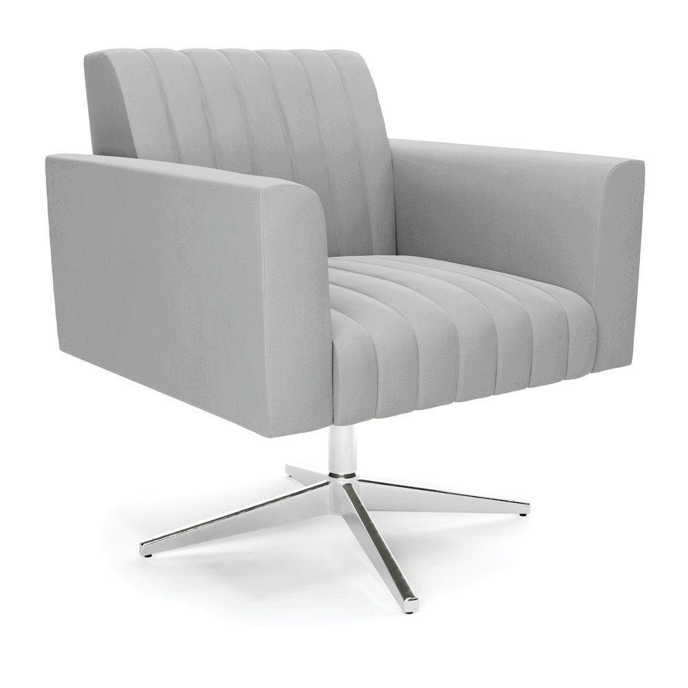 Poltrona Giratória Viena Gomada Suede Cinza Base Cromada - D'rossi ...
