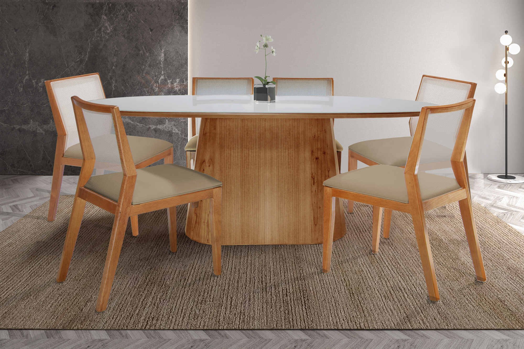 Conjunto Sala de Jantar Versa Oval 200x110 com 06 Cadeiras Malta Rafana ...