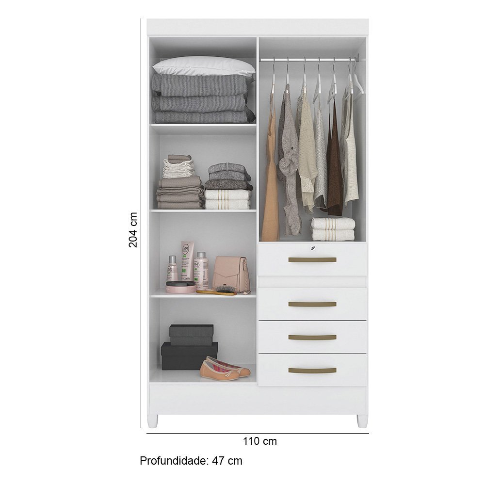 Guarda Roupa Solteiro Moval Sobral Branco/ Rosa/ Lilás/ Azul Flex 4 ...