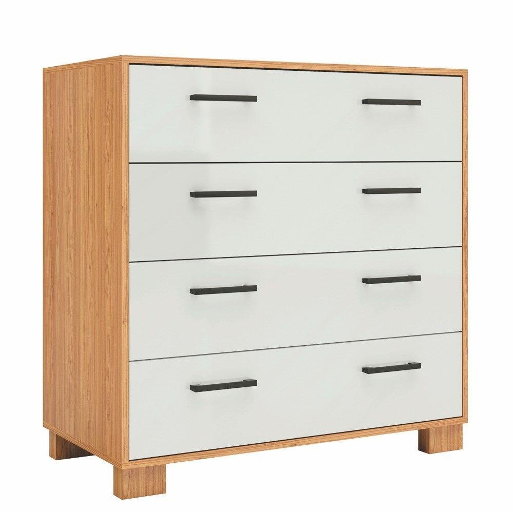 Cômoda 90Cm 4 Gavetas 100% Mdf W344 Freijó/Off White | MadeiraMadeira