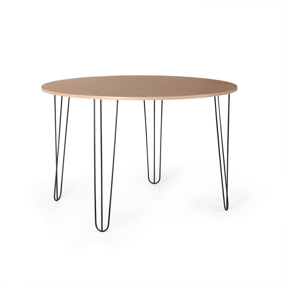 Mesa de Jantar Redonda 4 Lugares 90cm Base de Ferro Hairpin Jade ...