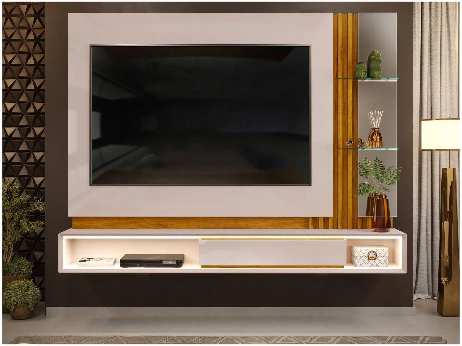 Painel Para Tvs de até 70 Polegadas Pietro Off White/Freijo ...