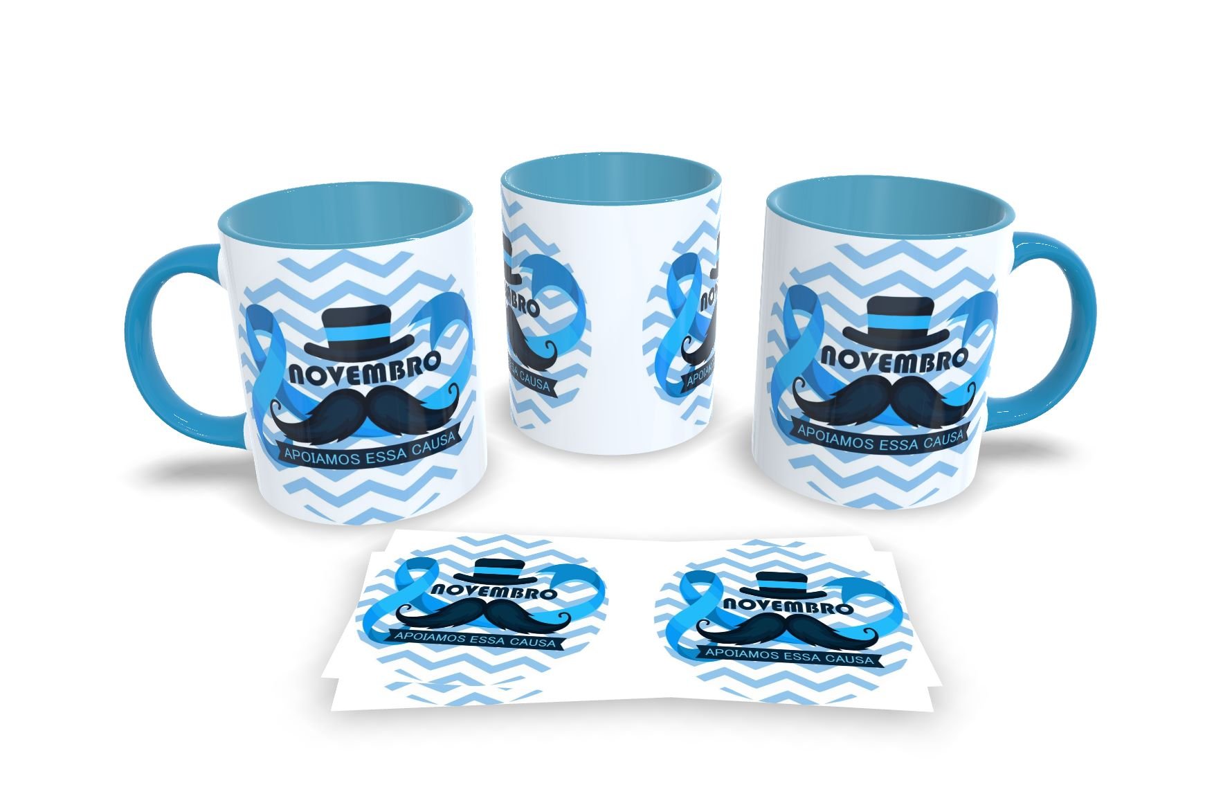 Canecas Azul de Porcelana Personalizadas Novembro Azul | MadeiraMadeira