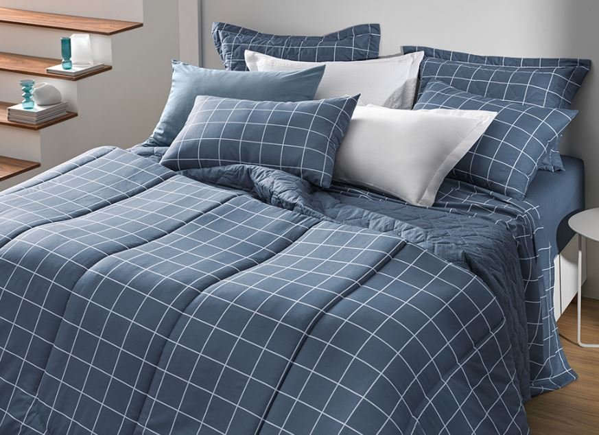 Edredom Solteiro Grid 150 Fios Karsten | MadeiraMadeira