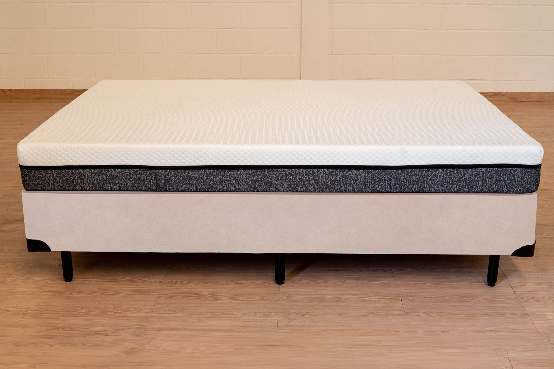 Cama Box King Size Bipartida Serenelife - Suede Bege Claro | MadeiraMadeira