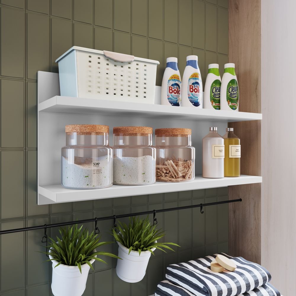 Prateleira Multiuso Dupla 90cm com Fixação Invisível Pr014 Completa ...