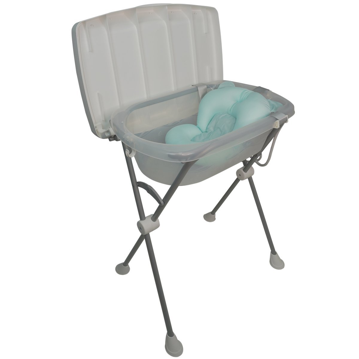 Banheira Banho Bebe Infantil Com Trocador e Suporte Dobrável Até 20kg ...
