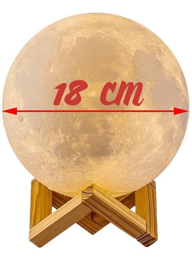 Luminária Quarto Lua Cheia Bateria 18cm Led RGB Usb Touch | MadeiraMadeira