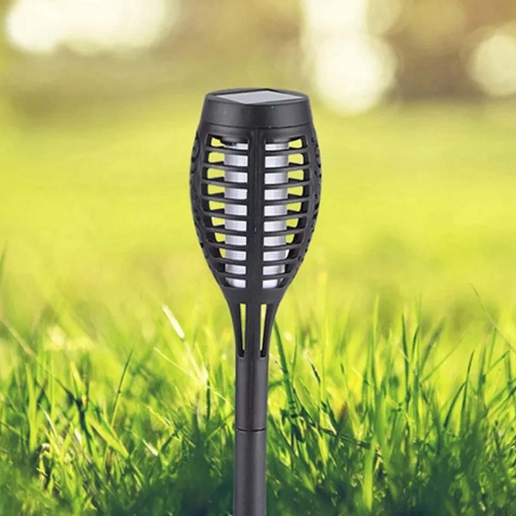 Tocha Luminaria Solar Espeto Fogo Balizador Chama 12 Leds Decoração ...