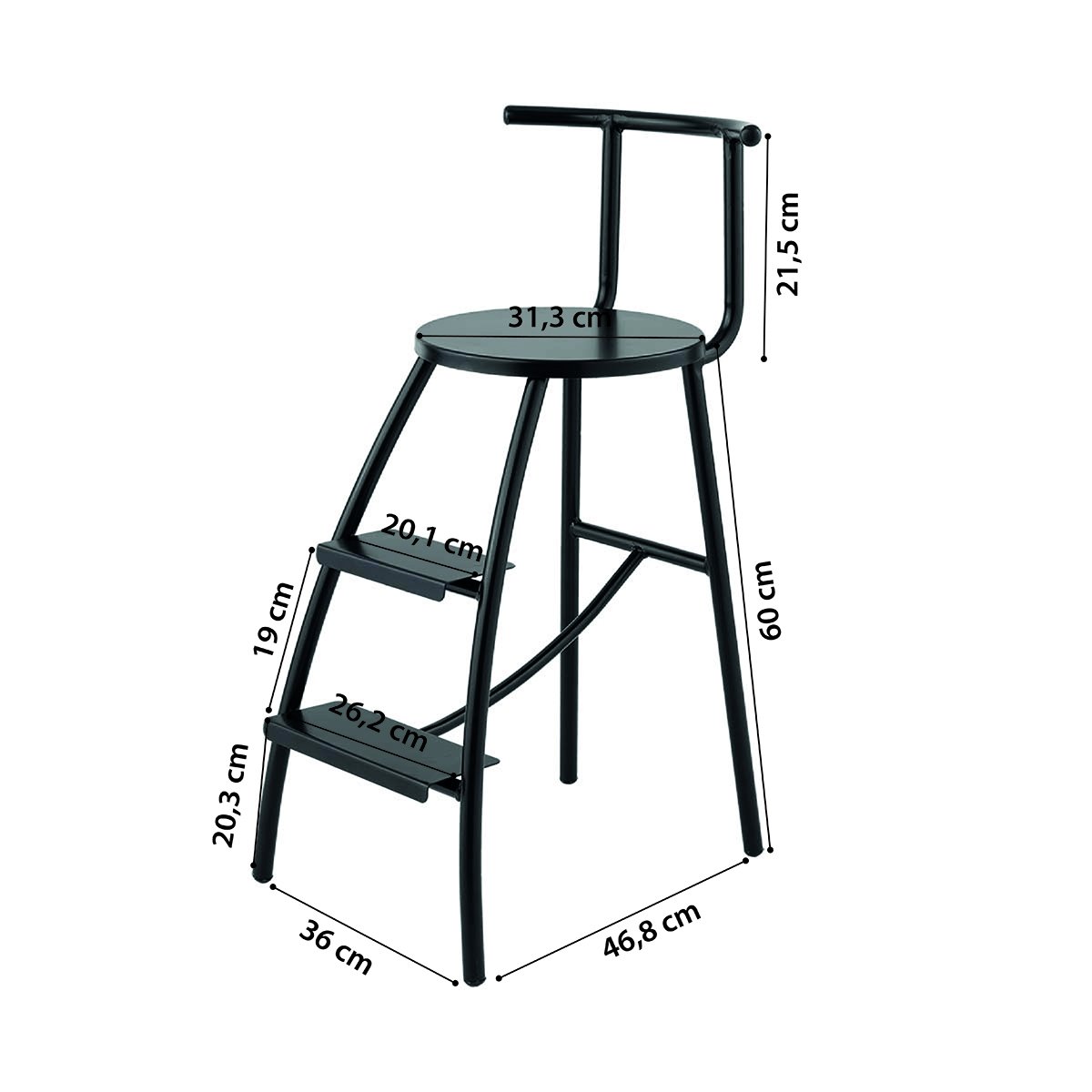 BANQUETA MULTIUSO 2 DEGRAUS 60 CURVA Plic Mobiliário Linha Curva Preto Craqueado Prata ...