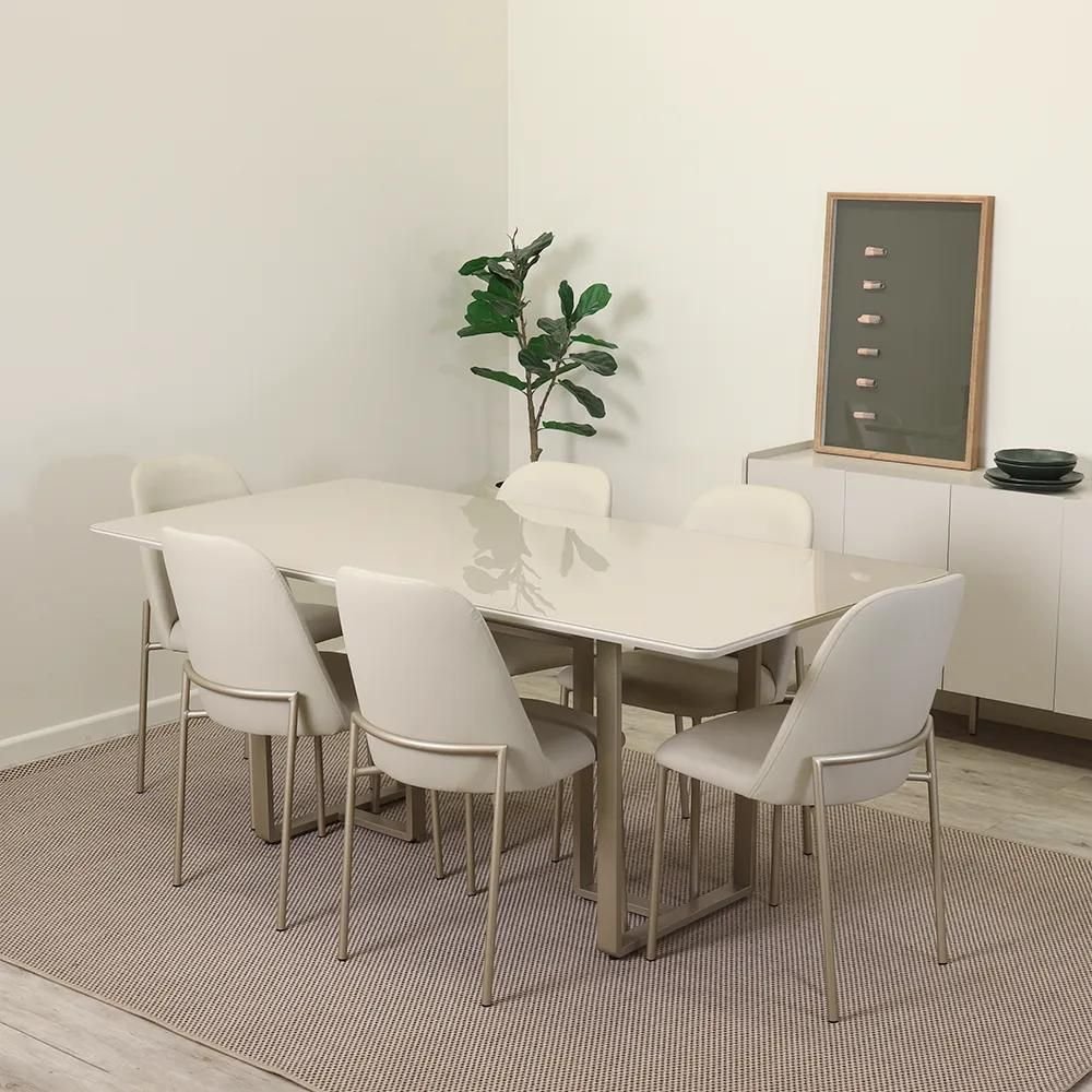 Conjunto de Jantar Mesa Retangular com Vidro Arcádia 6 Cadeiras Lucille ...