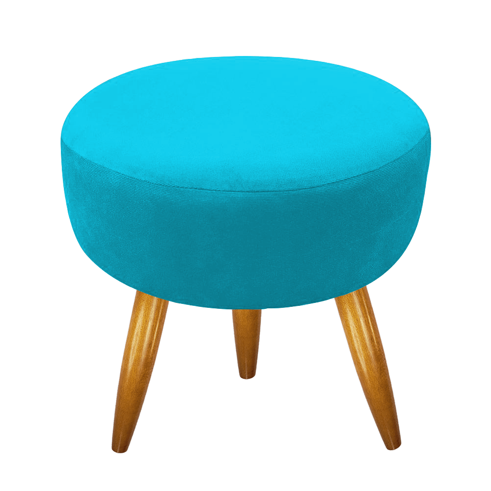 Puff Banqueta Decorativo Redondo Turquesa | MadeiraMadeira