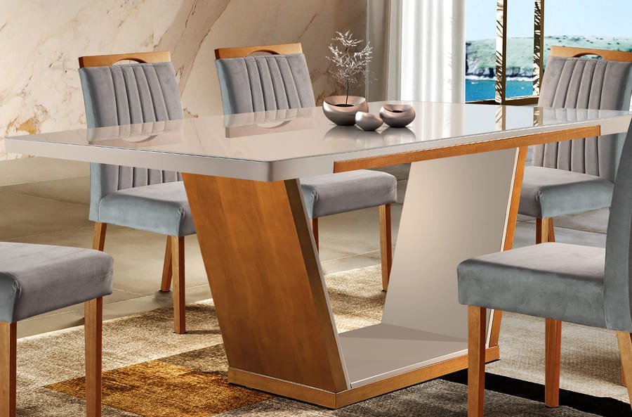 Mesa de Jantar Retangular Moderna - Azaléia -2,20 x 1,10 metros ...