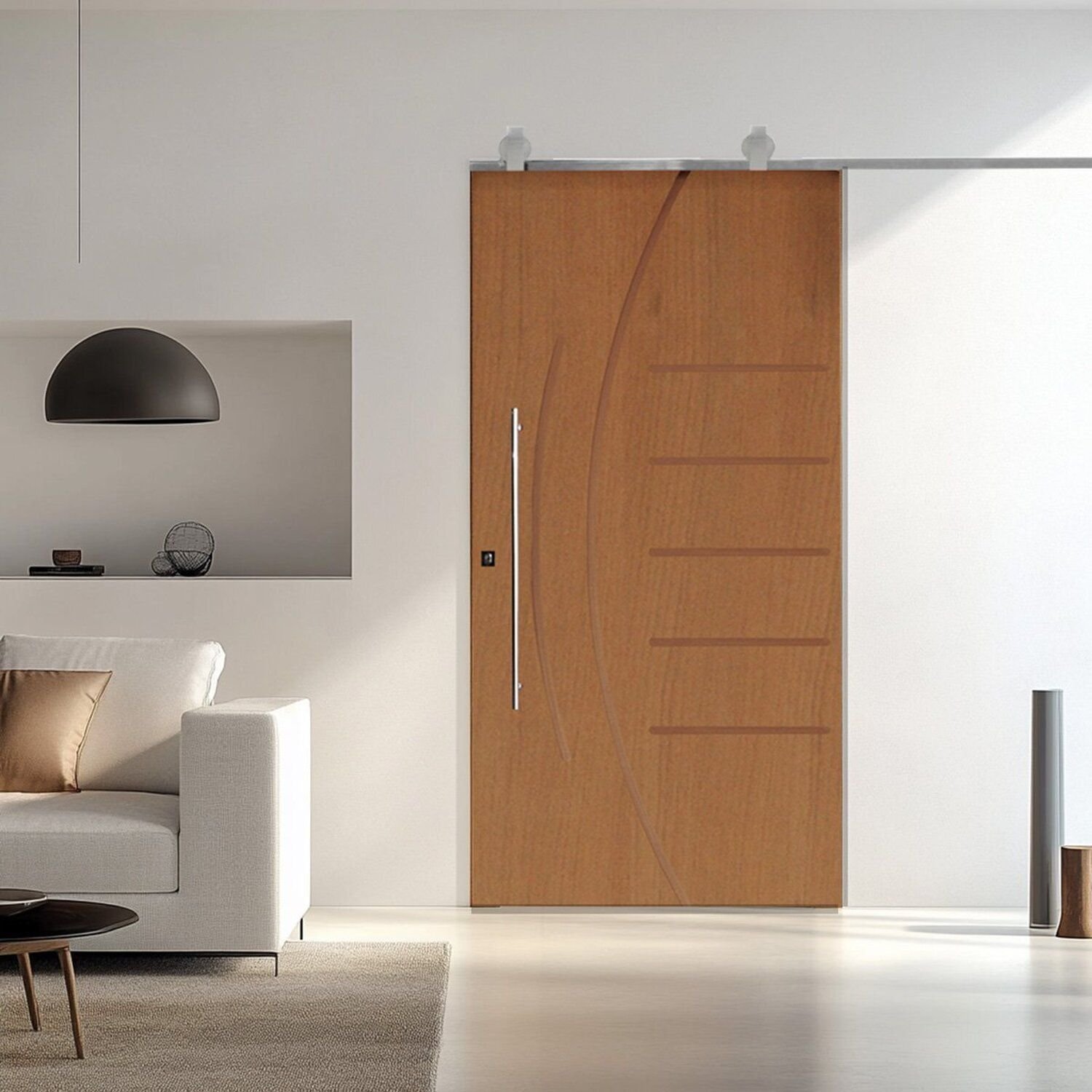 Porta Correr 134 Trilho Soft Aparente Puxador Tubo 60cm 72cm X 210cm Direito Pmf Rodam ...