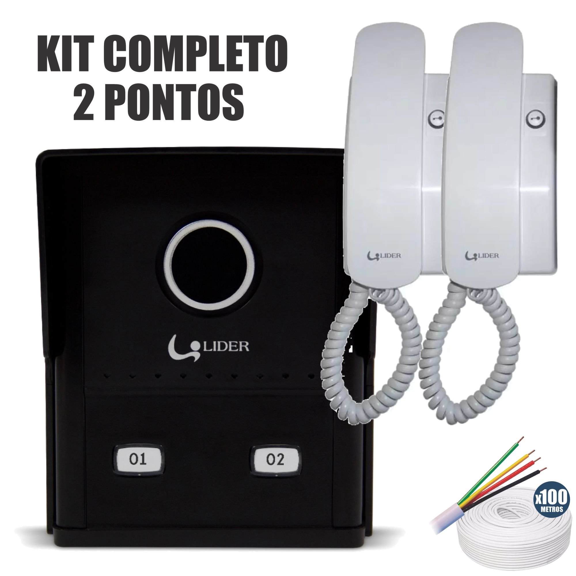 Kit Interfone Porteiro Eletronico Coletivo 2 Pontos | MadeiraMadeira