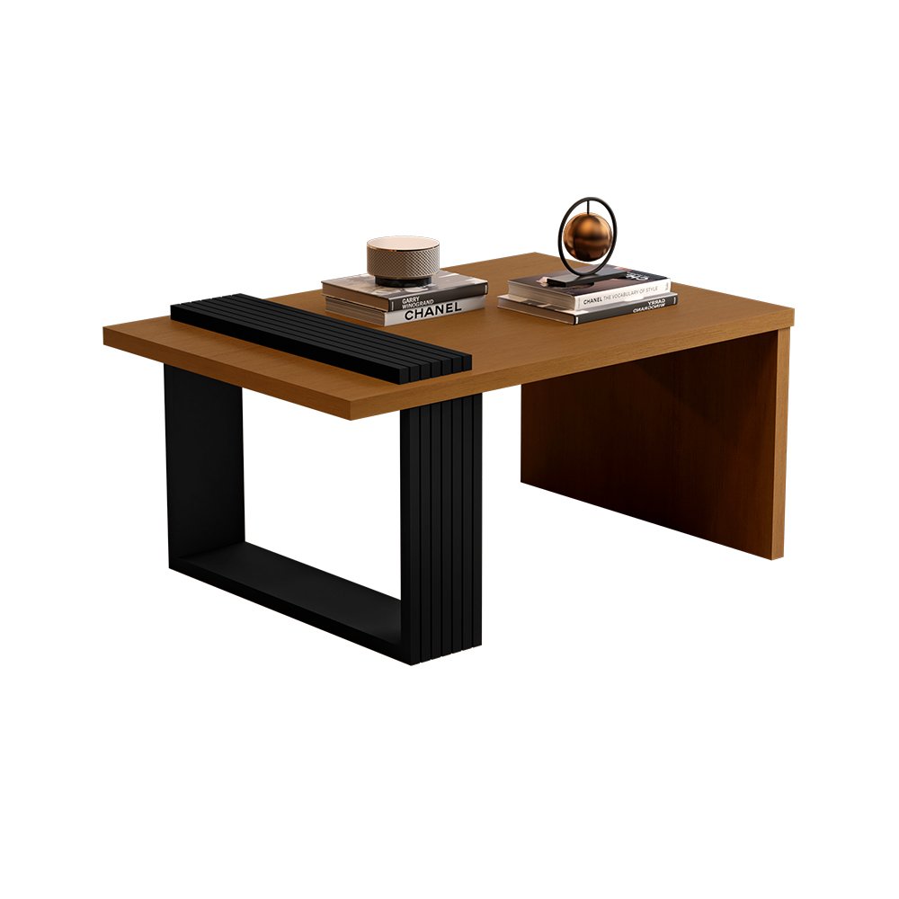 Mesa de Centro Retangular para Sala de Estar Nature Amadeirado e Preto | MadeiraMadeira