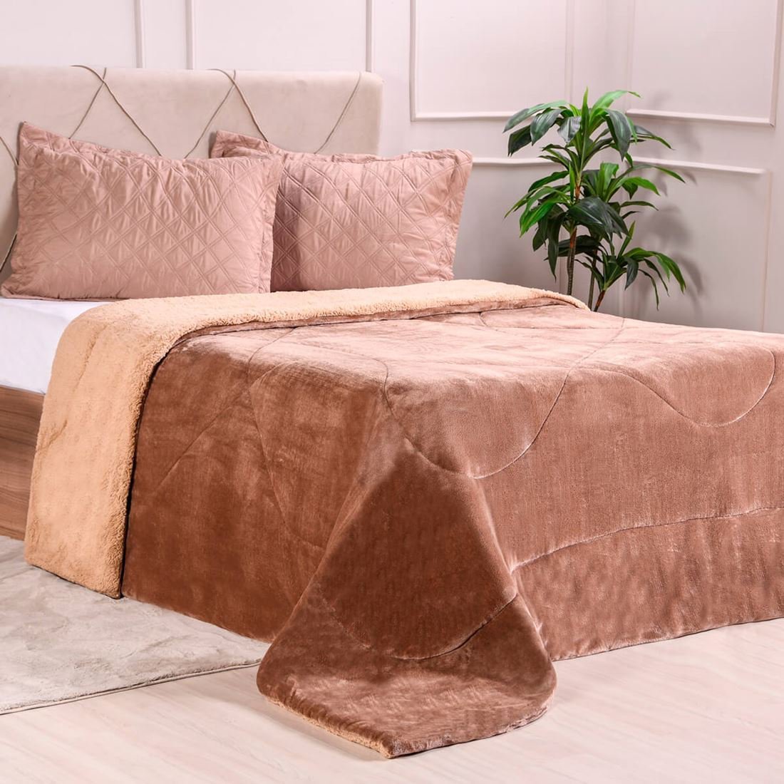 Edredom Sherpa Casal Dupla Face Fleece | MadeiraMadeira