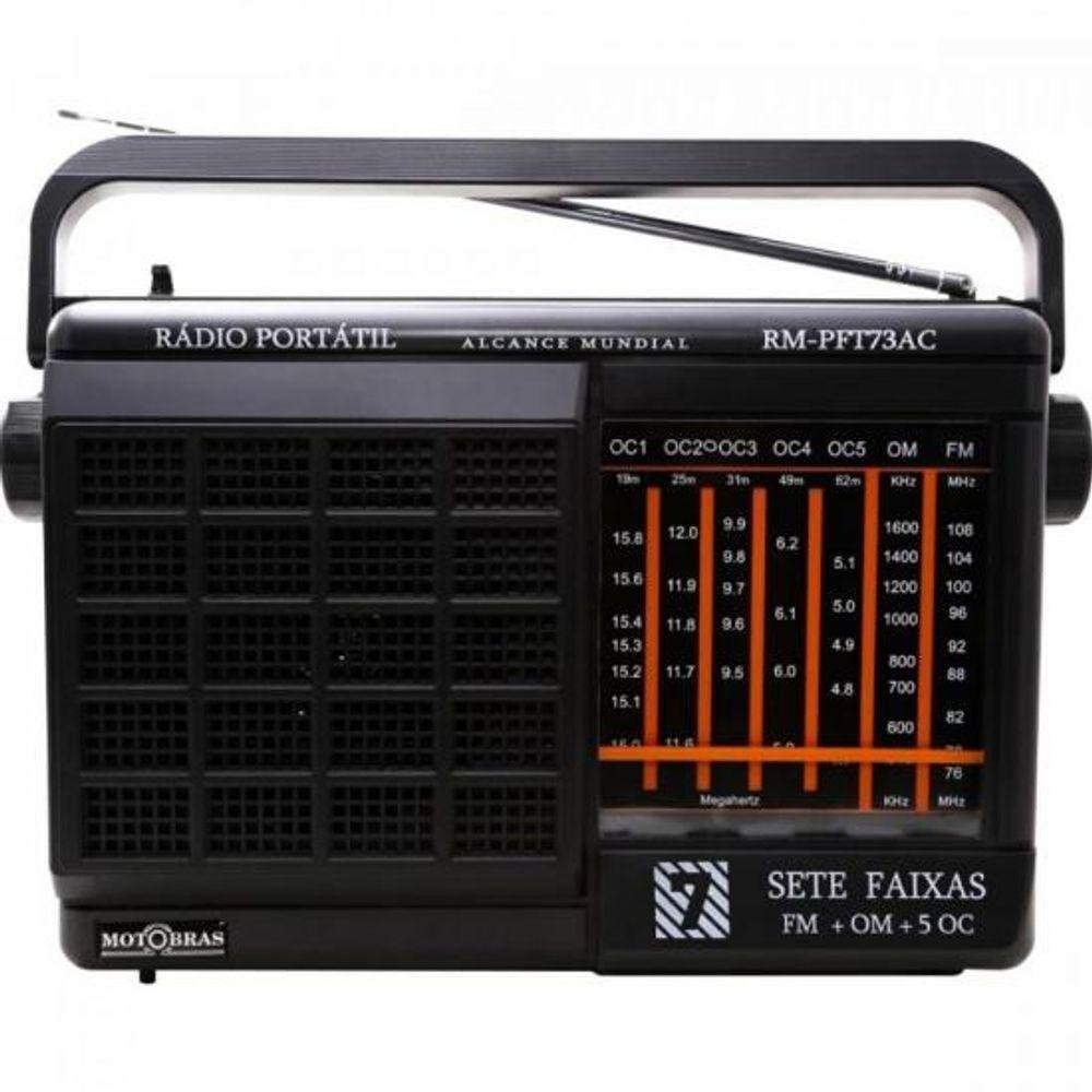 Rádio Portátil Motobras Rm-pft73ac 7 Faixas Preto | MadeiraMadeira