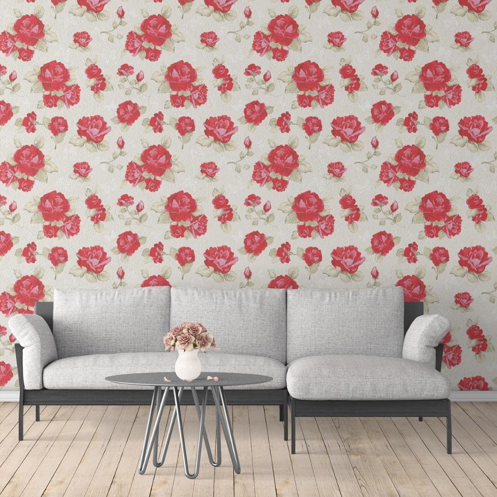 Papel De Parede Floral Rosas Vermelhas 2 5mx57cm Frosas37y Madeiramadeira
