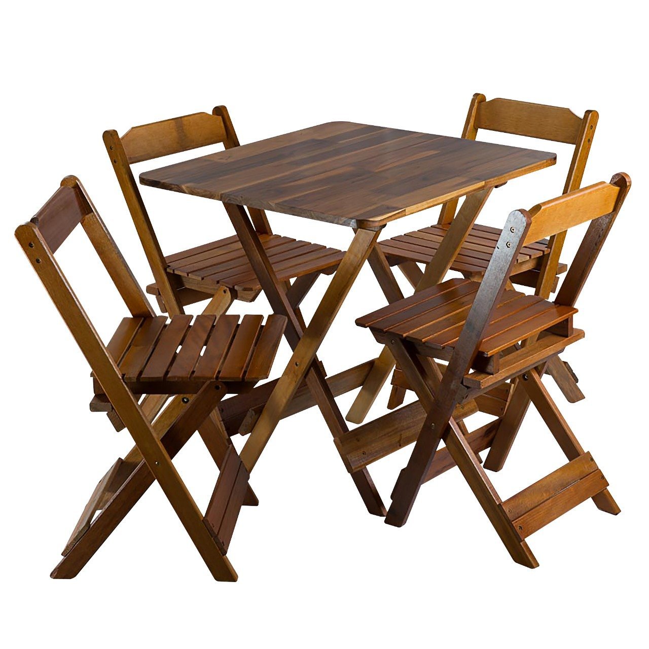 Jogo de Mesa com 4 Cadeiras de Madeira Dobravel 70x70 para Bar e Restaurante - Mel | MadeiraMadeira