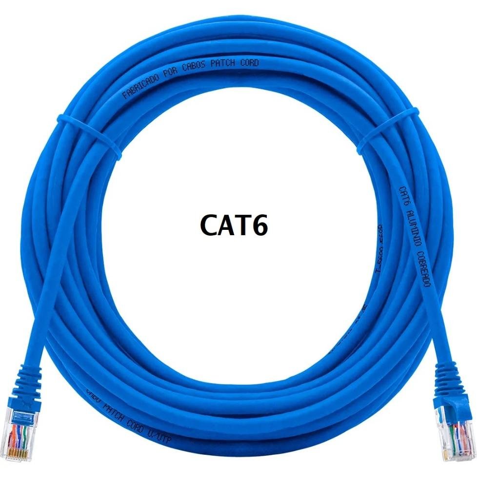Cabo de Rede Cat6 50 Metros Ethernet Lan Gigabit 100/1000 Mbps ...