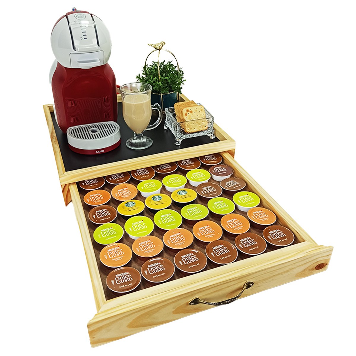 Bandeja porta cápsulas de café Dolce Gusto Com Gaveta CR36 | MadeiraMadeira