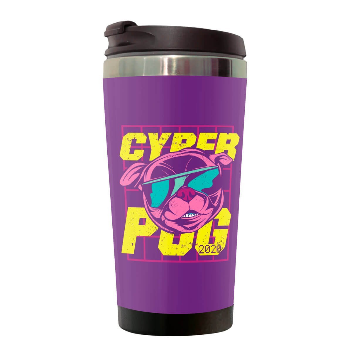 Copo Térmico 500ml Inox Cyber Pug Dog Presente Super | MadeiraMadeira
