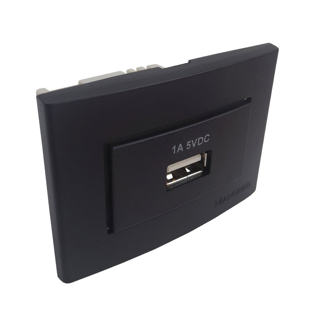 Tomada USB Preto 1A - Margirius | MadeiraMadeira