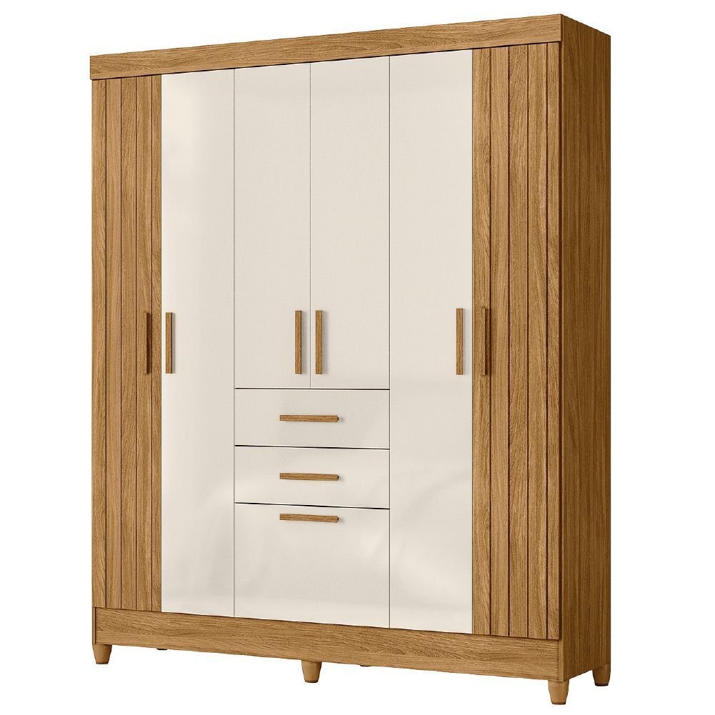 Guarda Roupas Casal Ripado 7 Portas 2 Gavetas Malta Madeirado / Off ...