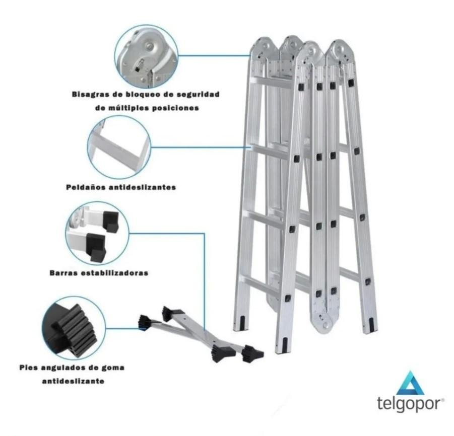 Escada de Aluminio Articulada 4x4 16 Degraus C/plataforma | MadeiraMadeira