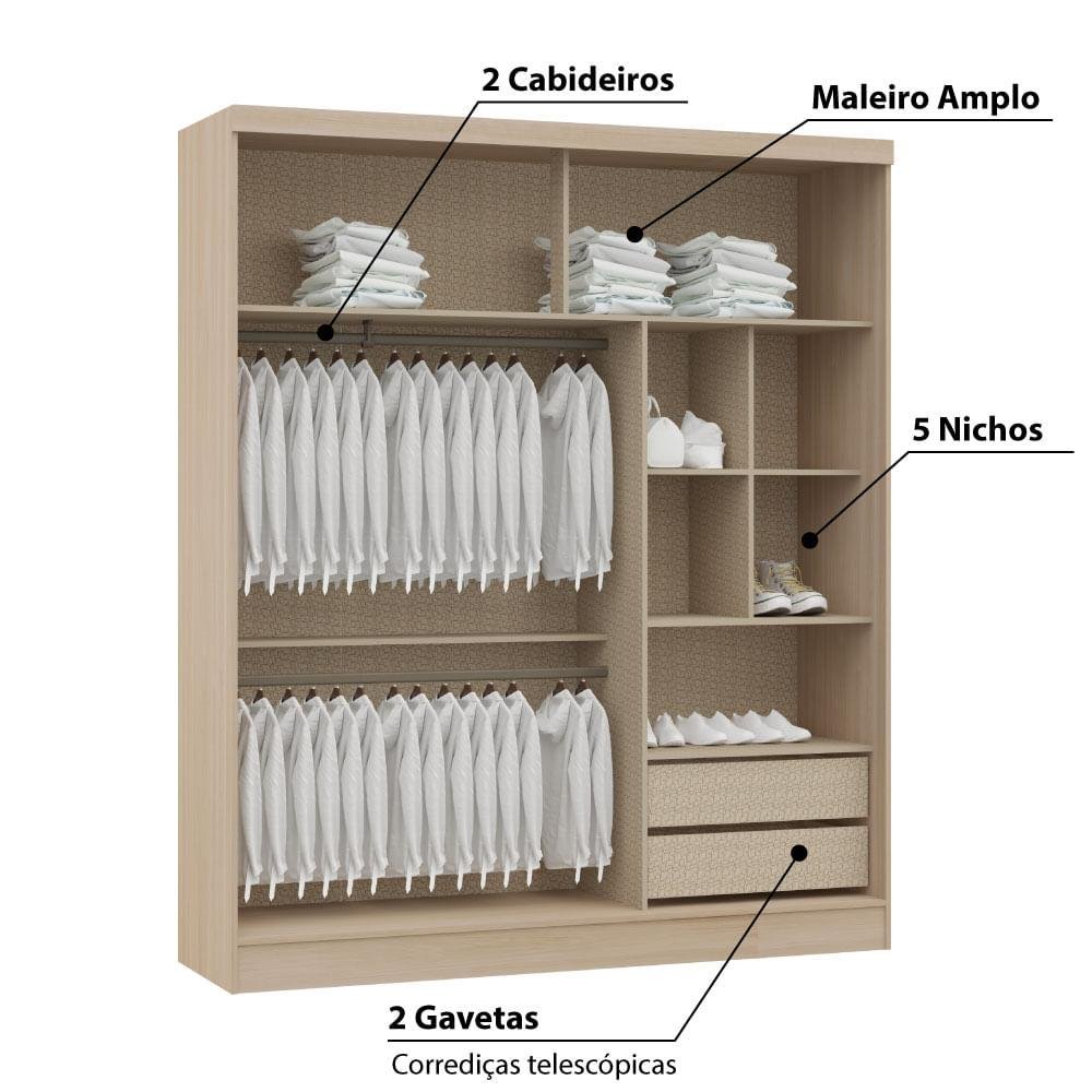 Quarto Modulado Classic Casal com 5 Portas - Nogueira/Gris | MadeiraMadeira