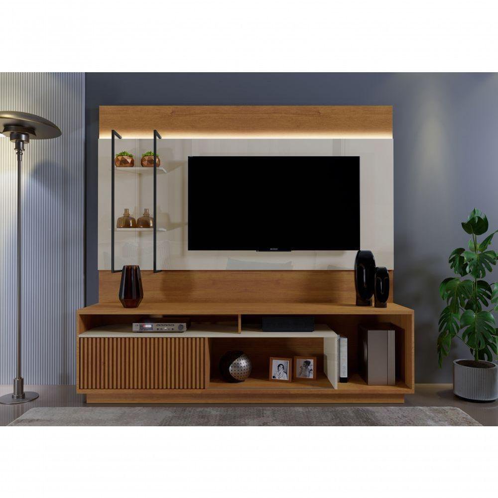 Home Para Tv Até 65'' Mavaular Naturalle / Off White | MadeiraMadeira