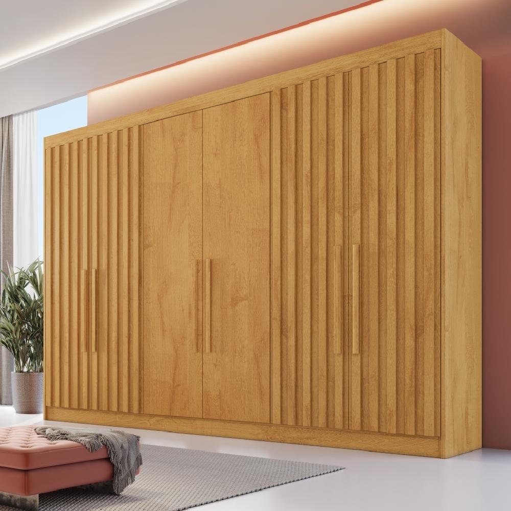 Guarda Roupa 6 Portas 4 Portas Ripadas Potente com Ripado 100% Mdf ...