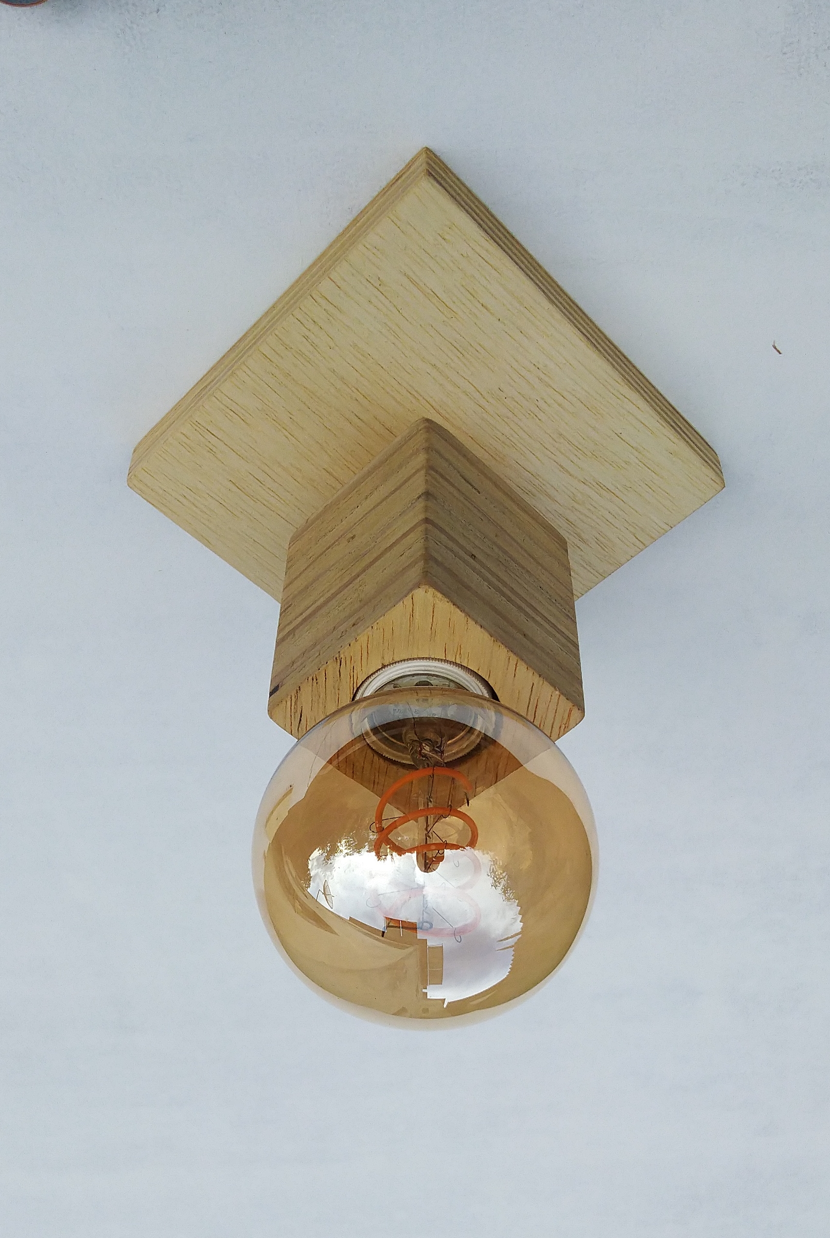 Luminária Plafon Artesanal Madeira Quadrado Mini | MadeiraMadeira