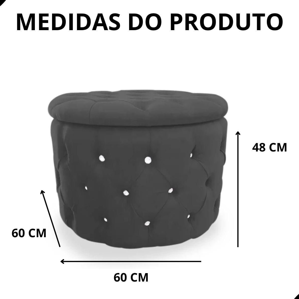 Puff Redondo Clássico com Capitonê | MadeiraMadeira