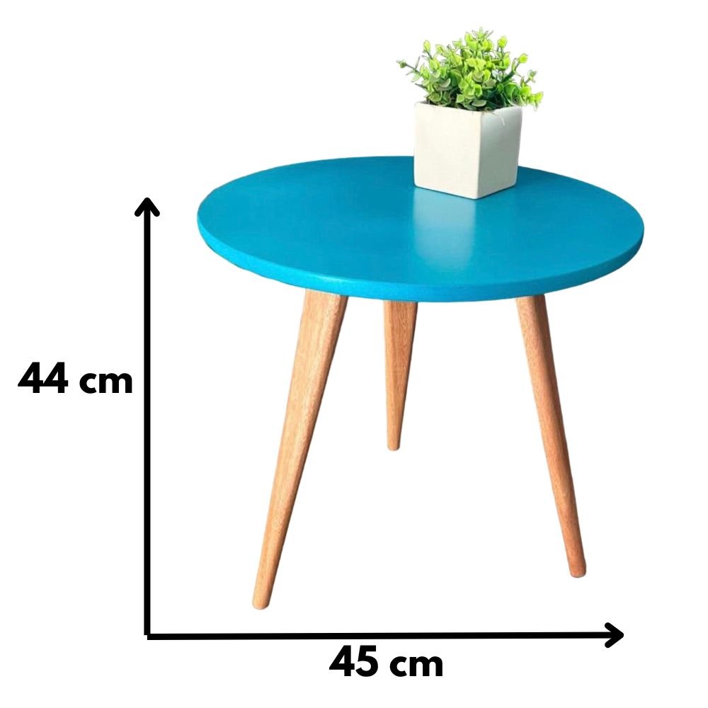 Mesa de Centro para Sala 45 Cm Retrô Móveis Kiss Azul Aço | MadeiraMadeira