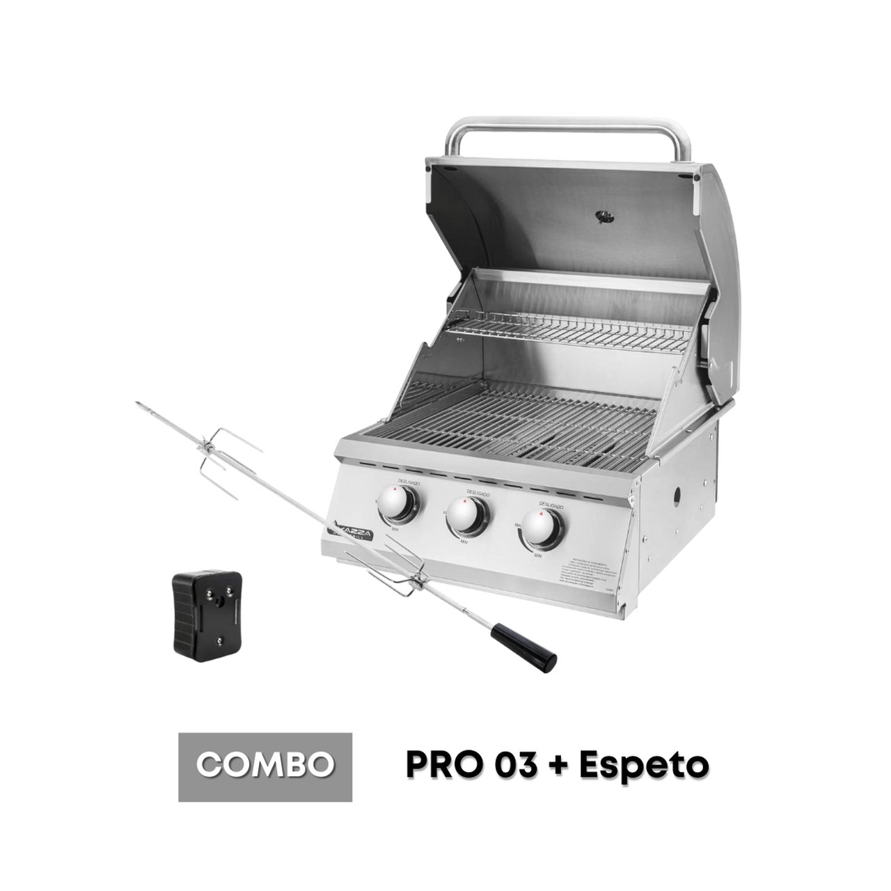 Combo Churrasqueira à Gás Mikazza G2 Pro 3 + Espeto - Gás Natural | MadeiraMadeira