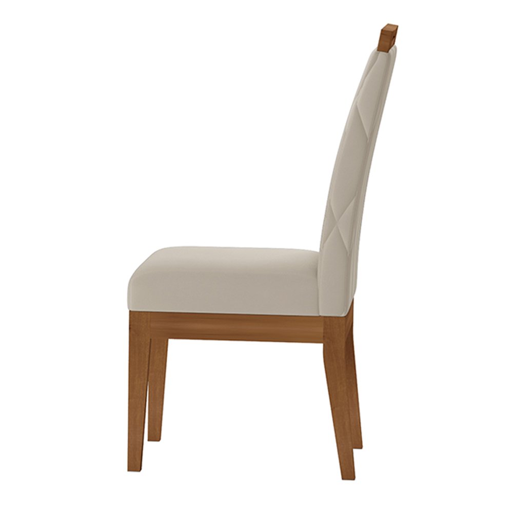 Kit 08 Cadeiras Iris Veludo Bege com Base de Madeira Ipê - D'Rossi | MadeiraMadeira