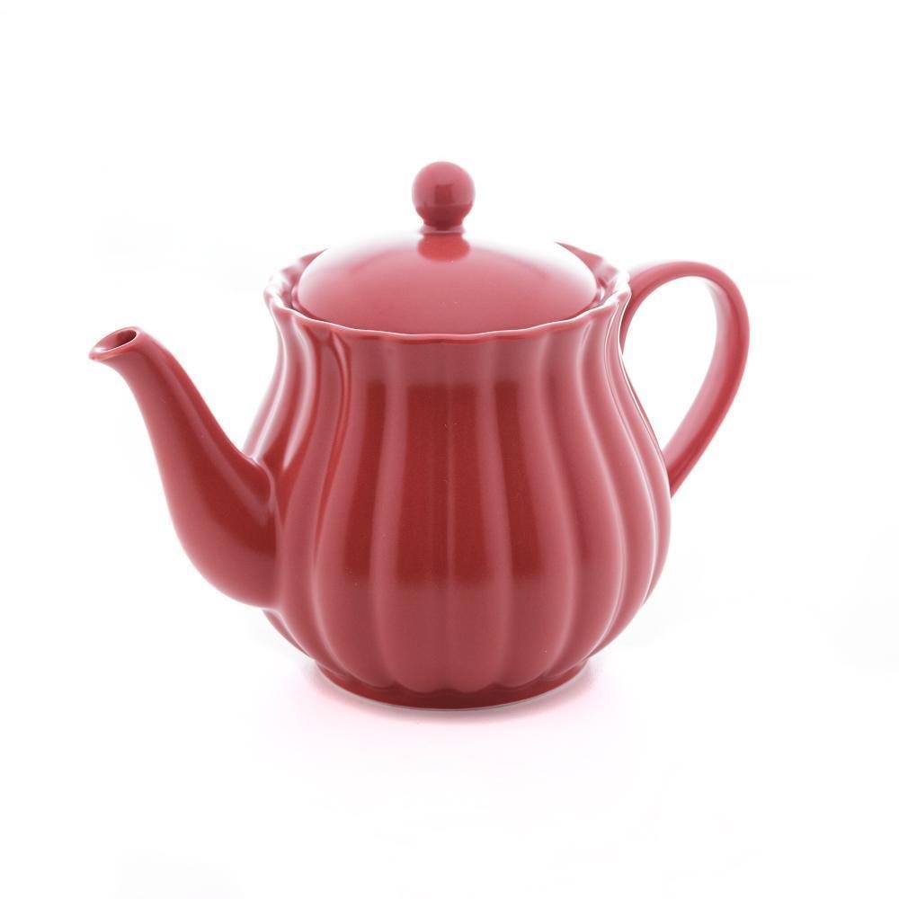Bule P/Chá De Porcelana Pétala Vermelho Matt 950Ml | MadeiraMadeira