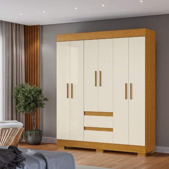 Guarda Roupa Acp Maya 6 Portas - Cinamomo/off White | MadeiraMadeira