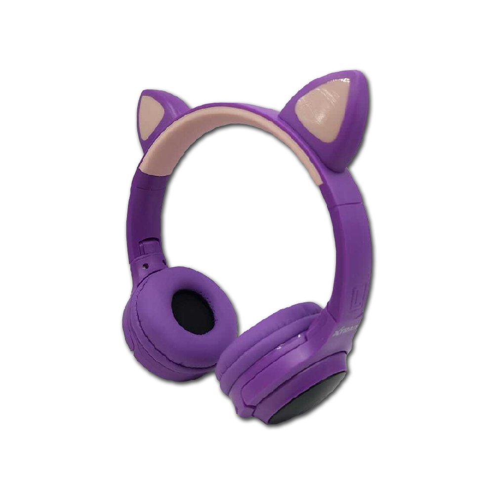 Fone Headset Sem fio Orelha Gato Led Gamer LC856 Roxo | MadeiraMadeira