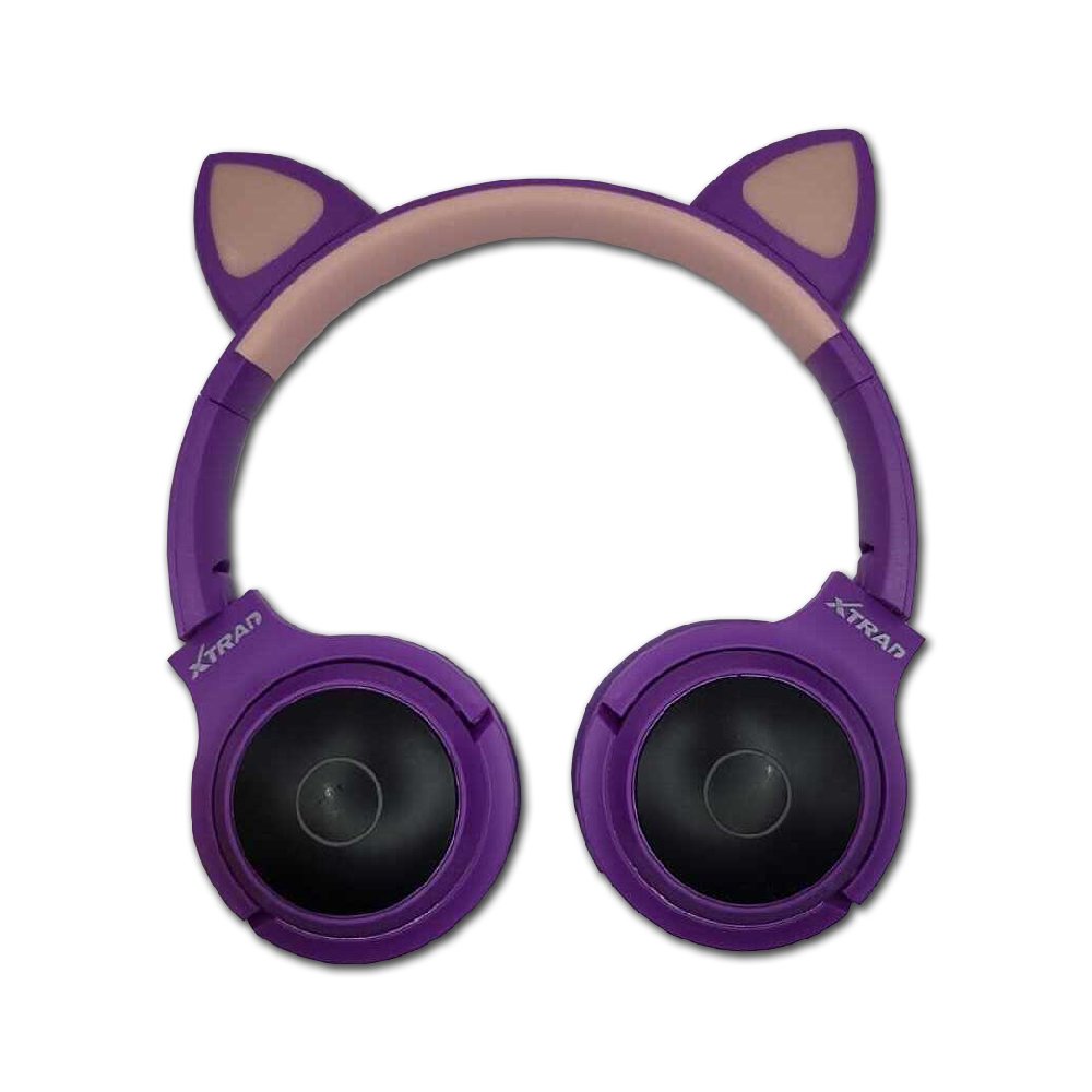 Fone Headset Sem fio Orelha Gato Led Gamer LC856 Roxo | MadeiraMadeira