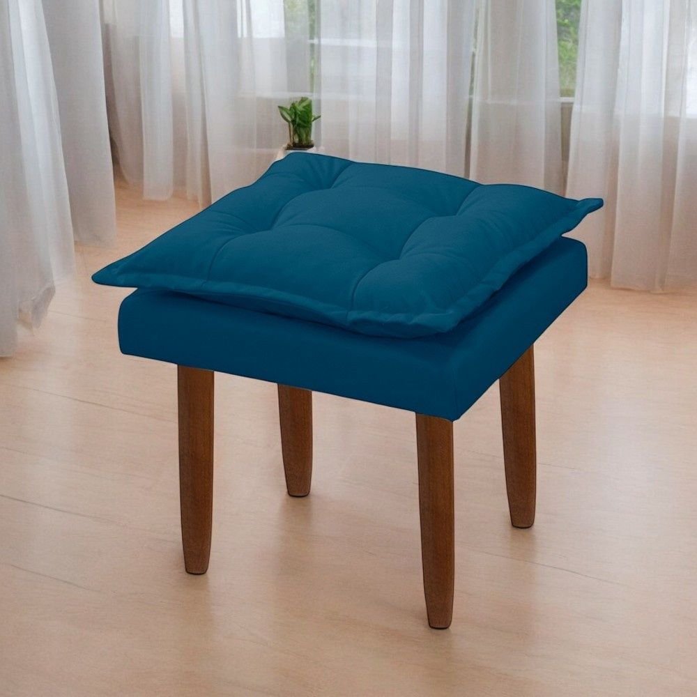 Puff Maria para Sala de Tv e Estar Quarto Confortável Suede Azul ...