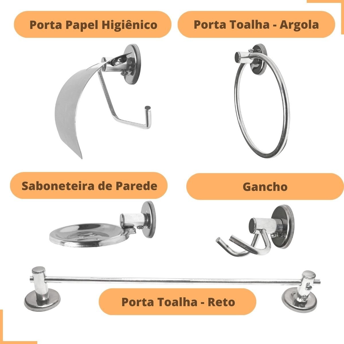 Kit Acessório para Banheiro com 5 peças | MadeiraMadeira