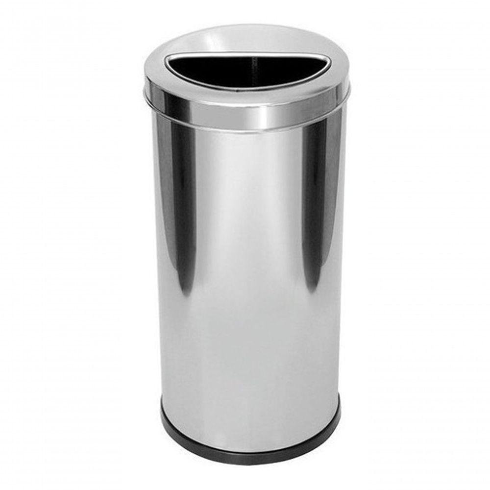 Lixeira Inox 50 Litros com Aro Meia Lua Inox | MadeiraMadeira