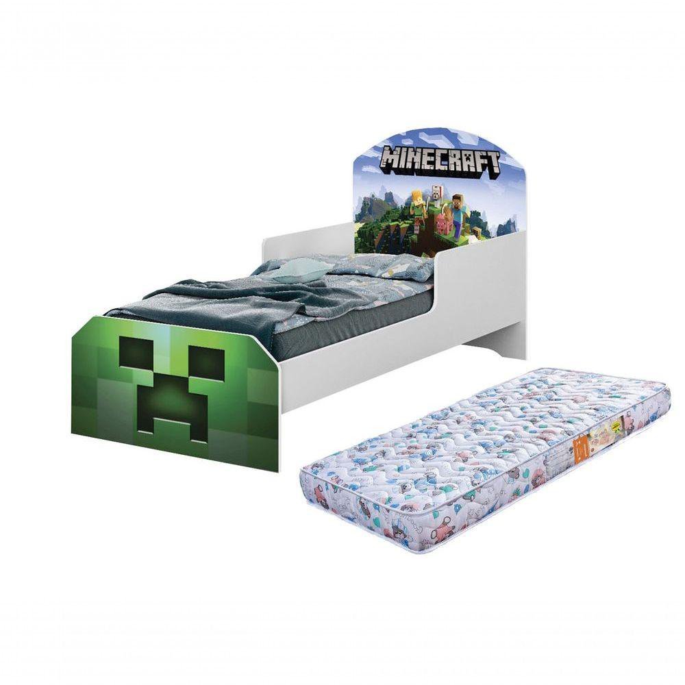 Cama Infantil Minecraft Adesivada Com Colchão | MadeiraMadeira