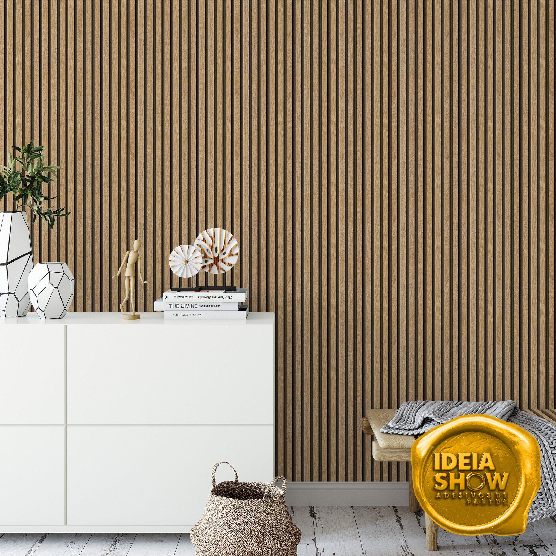 Papel De Parede Adesivo Ripas De Madeira Clara 3d Quarto 3M ...