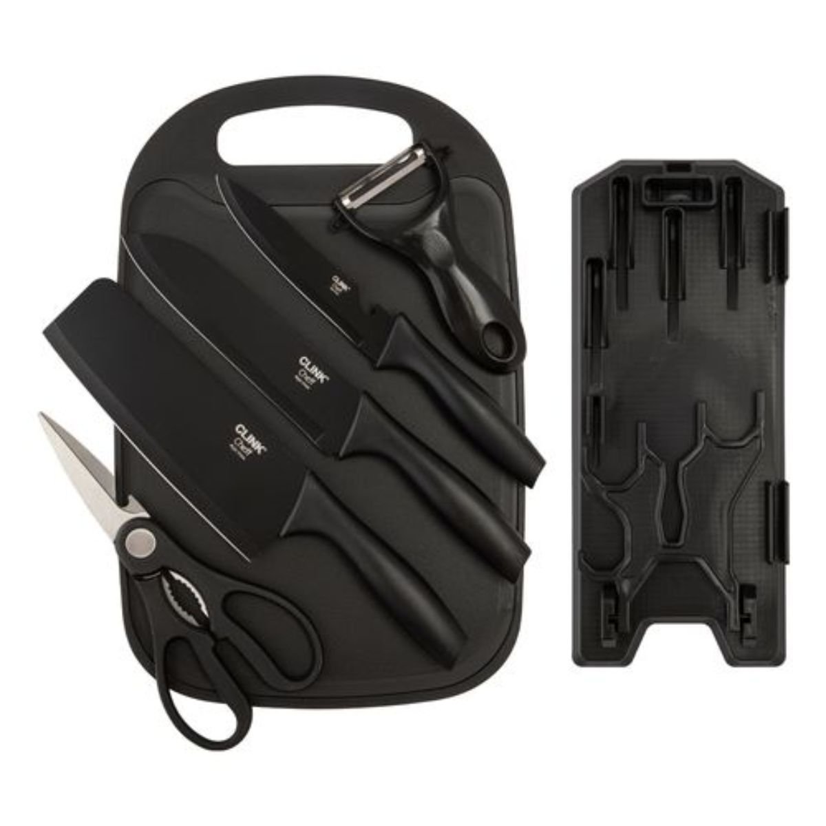 Kit Jogo de Facas de Cozinha 7 Peças Aço Inoxidável Preto | MadeiraMadeira