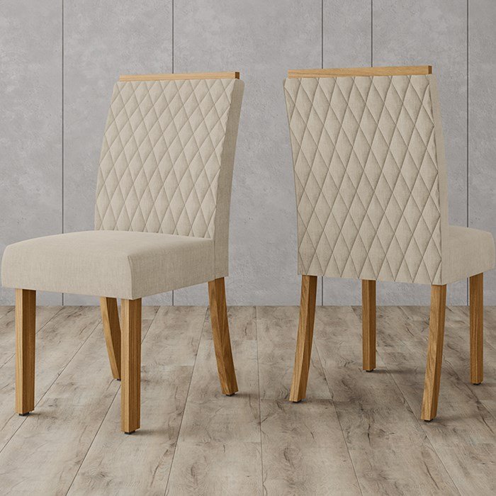 Kit 2 Cadeiras Estofadas SI03 Veludo Nature Linho Henn | MadeiraMadeira