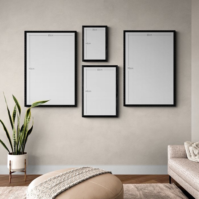 Conjunto de 4 Quadros Abstratos Linhas 01 | MadeiraMadeira